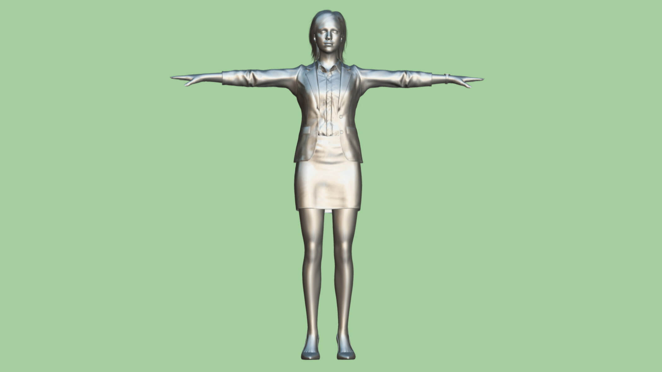 T-Pose Rigged Business Woman 3D Model by tranduyhieu