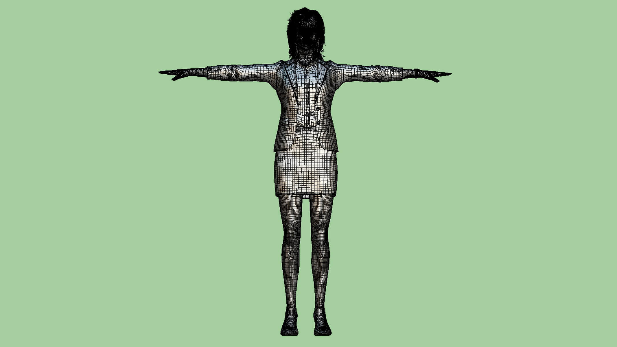 T-Pose Rigged Business Woman 3D Model by tranduyhieu
