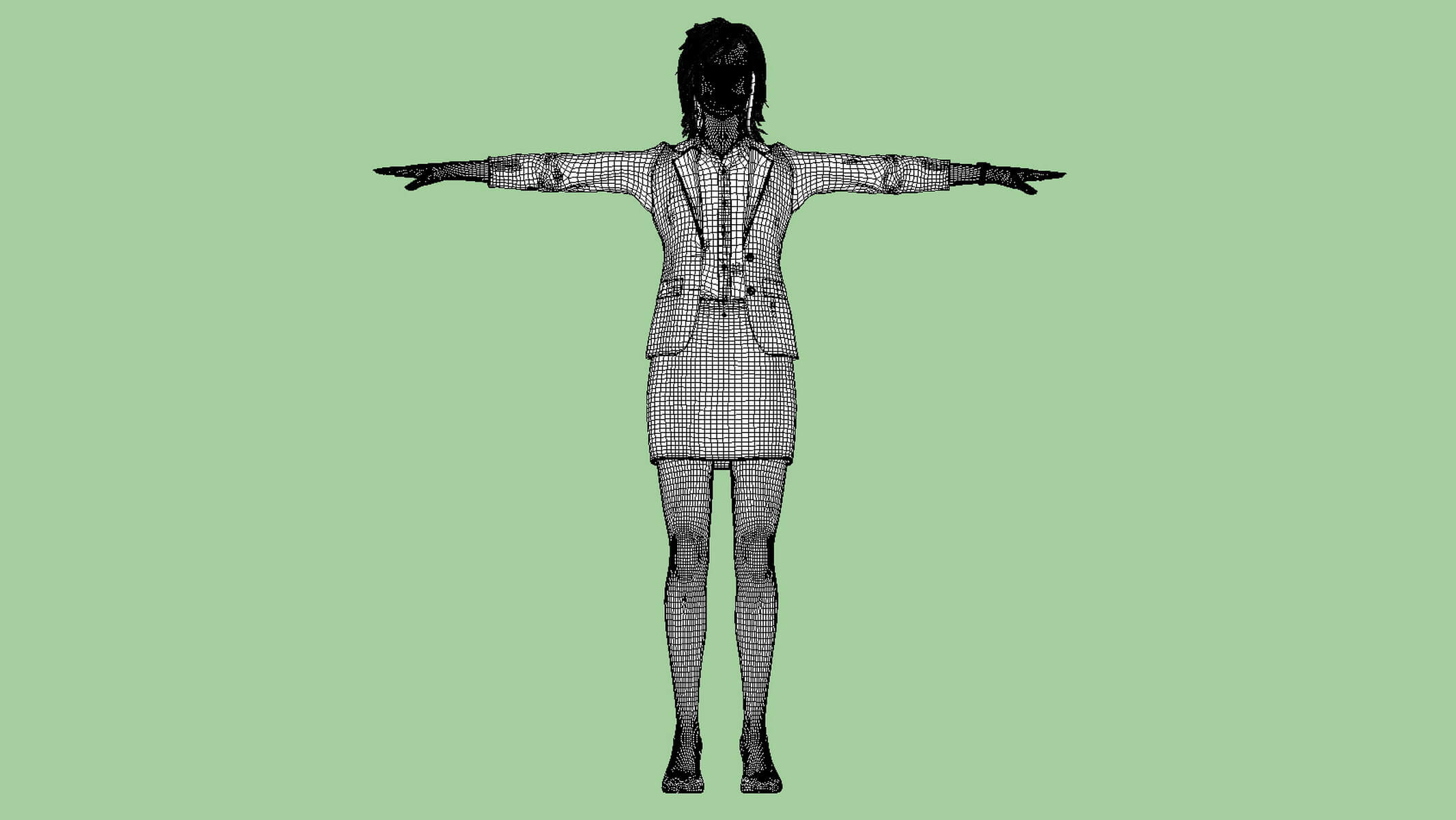 T-Pose Rigged Business Woman 3D Model by tranduyhieu