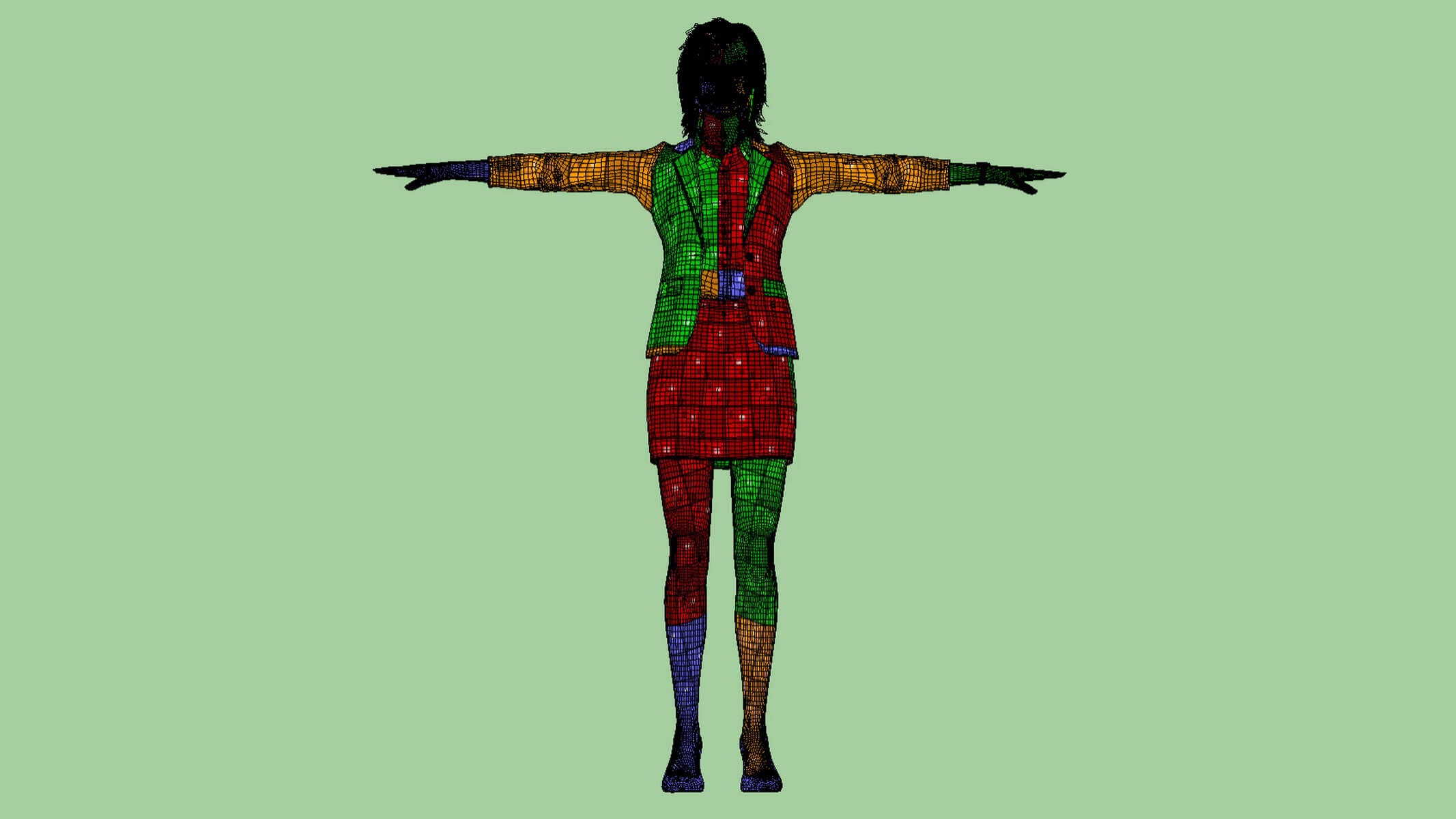 T-Pose Rigged Business Woman 3D Model by tranduyhieu
