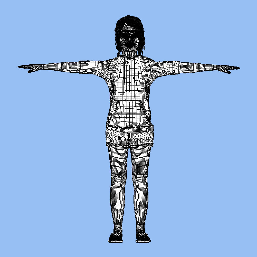 T-Pose Rigged Little Girl 3D Model by tranduyhieu