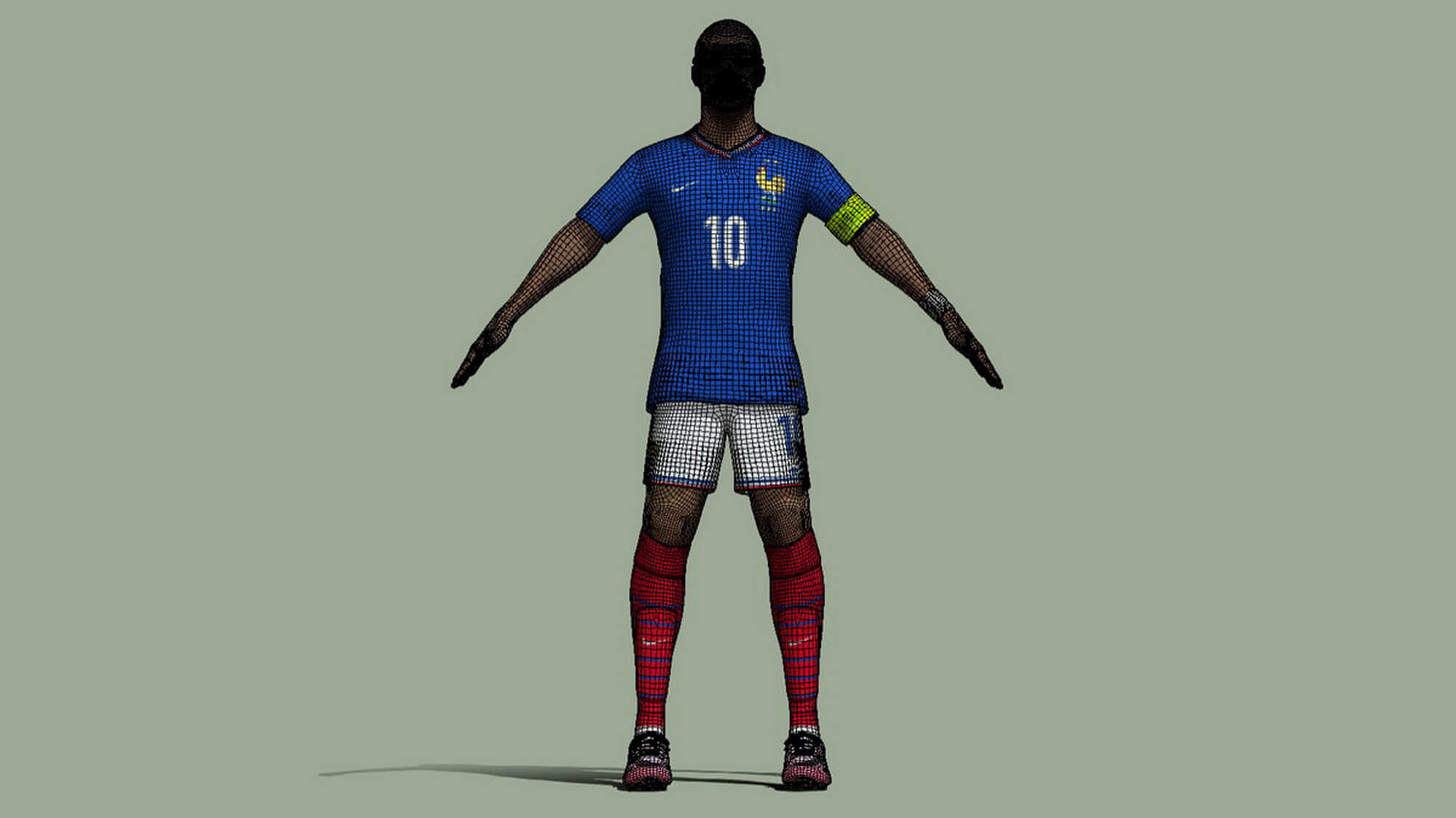 T-Pose Rigged Mbappe France Euro 2024 3D Model by tranduyhieu