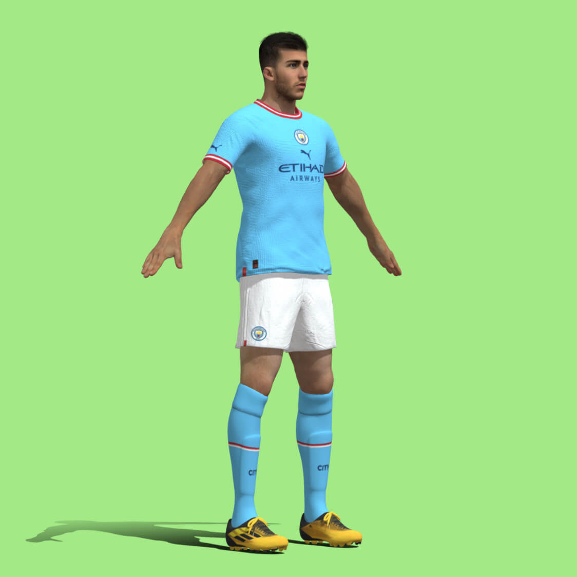 T-Pose Rigged Rodri Manchester City 3D Model by tranduyhieu