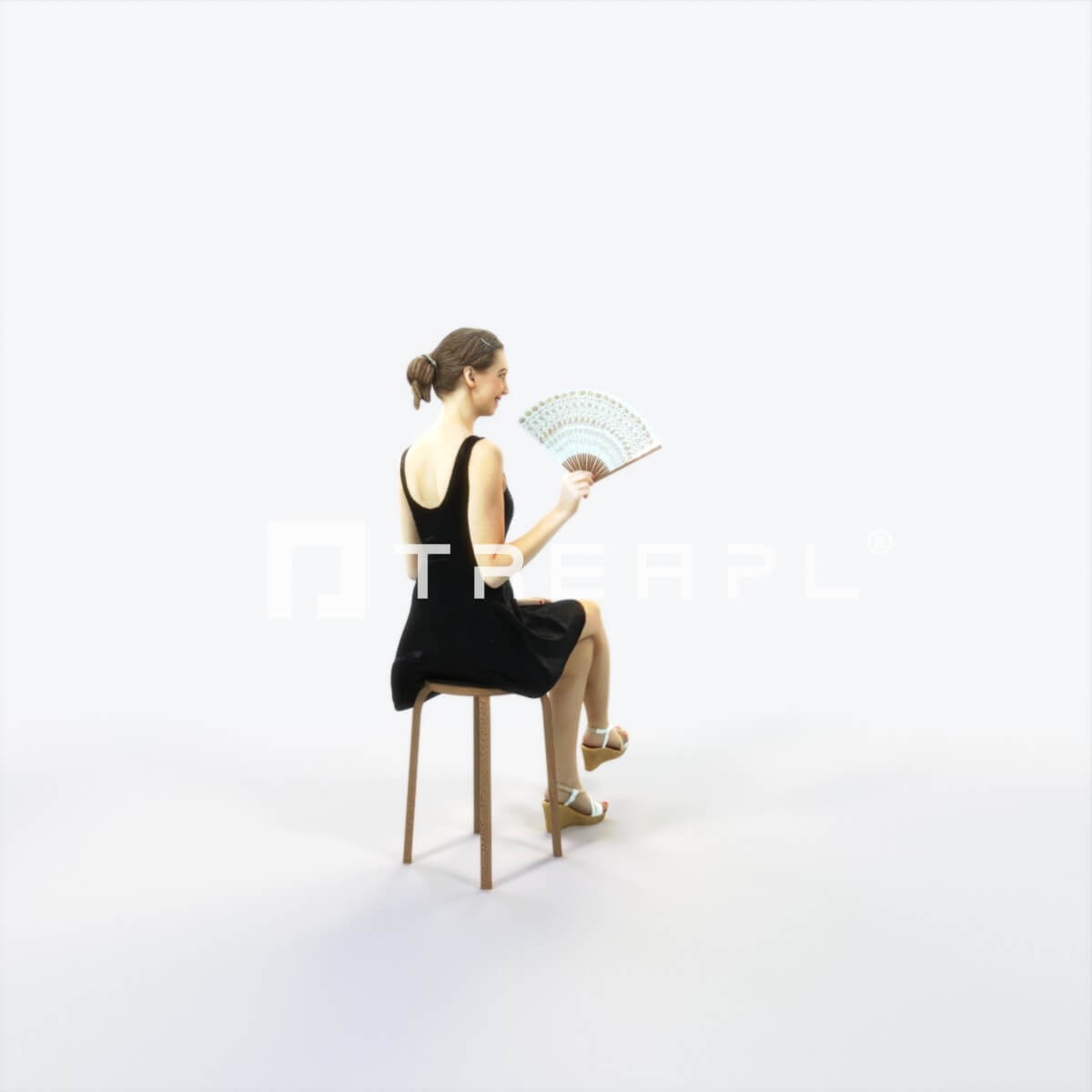 Aspiration 01A Fan Sitting Casual Woman - 3D Model by Treapl