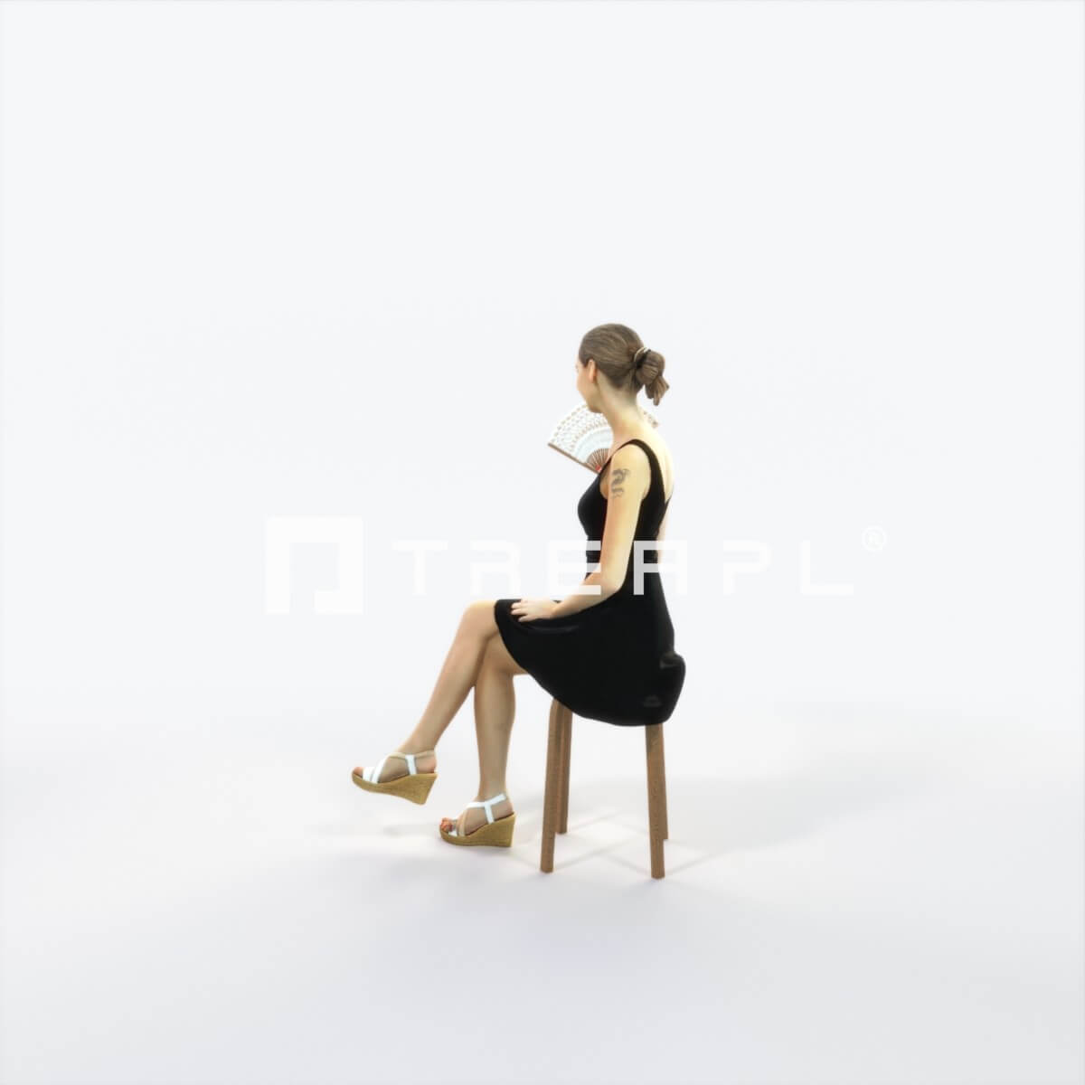 Aspiration 01A Fan Sitting Casual Woman - 3D Model by Treapl