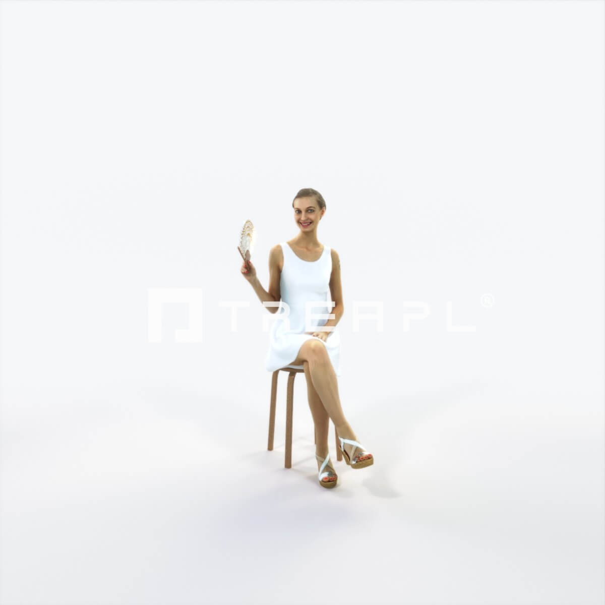 Aspiration 01C Fan Sitting Casual Woman - 3D Model by Treapl