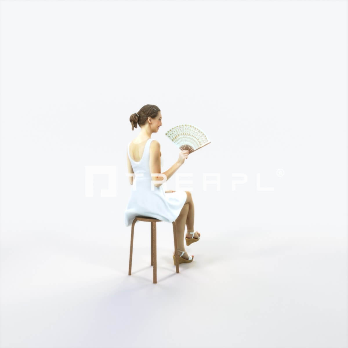 Aspiration 01C Fan Sitting Casual Woman - 3D Model by Treapl