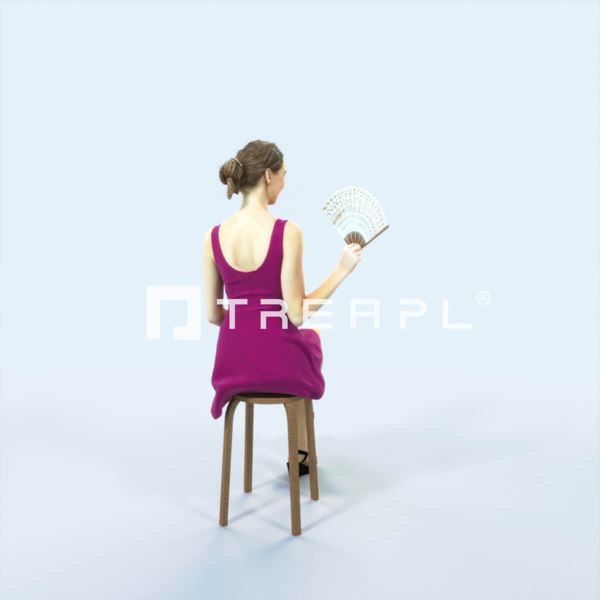 Aspiration 01F Fan Sitting Casual Woman (8k Textures) - 3D Model by Treapl
