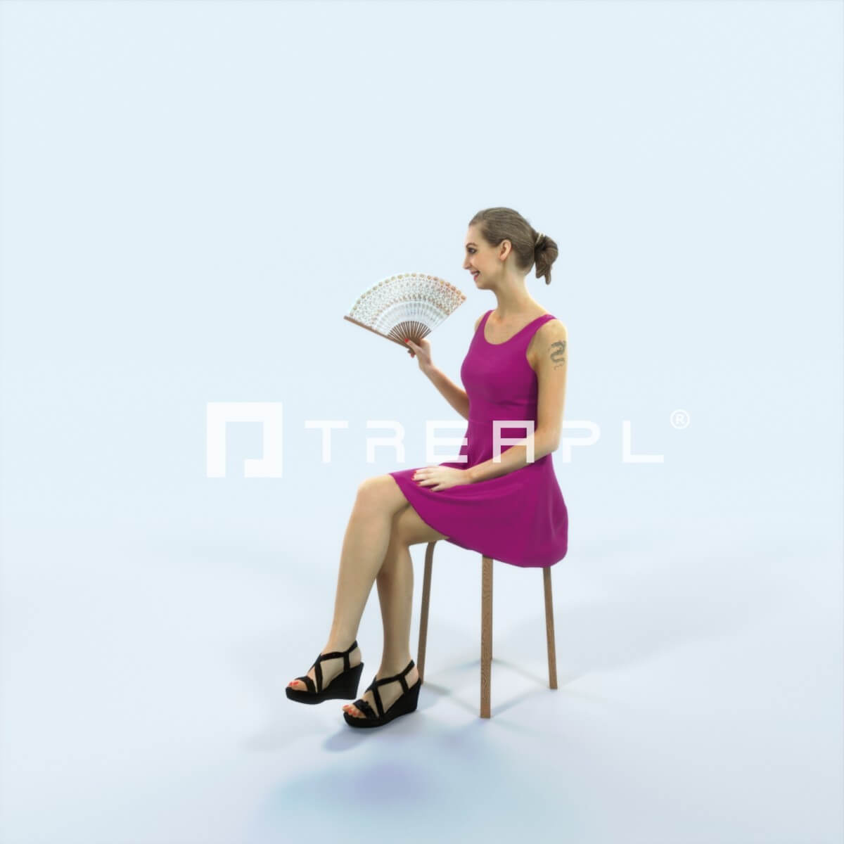 Aspiration 01F Fan Sitting Casual Woman (8k Textures) - 3D Model by Treapl