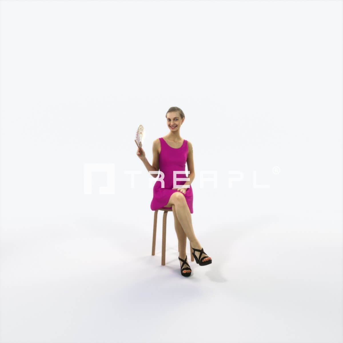 Aspiration 01F Fan Sitting Casual Woman - 3D Model by Treapl