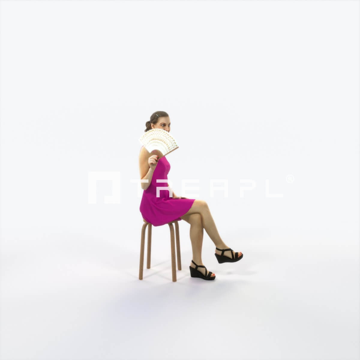 Aspiration 01F Fan Sitting Casual Woman - 3D Model by Treapl