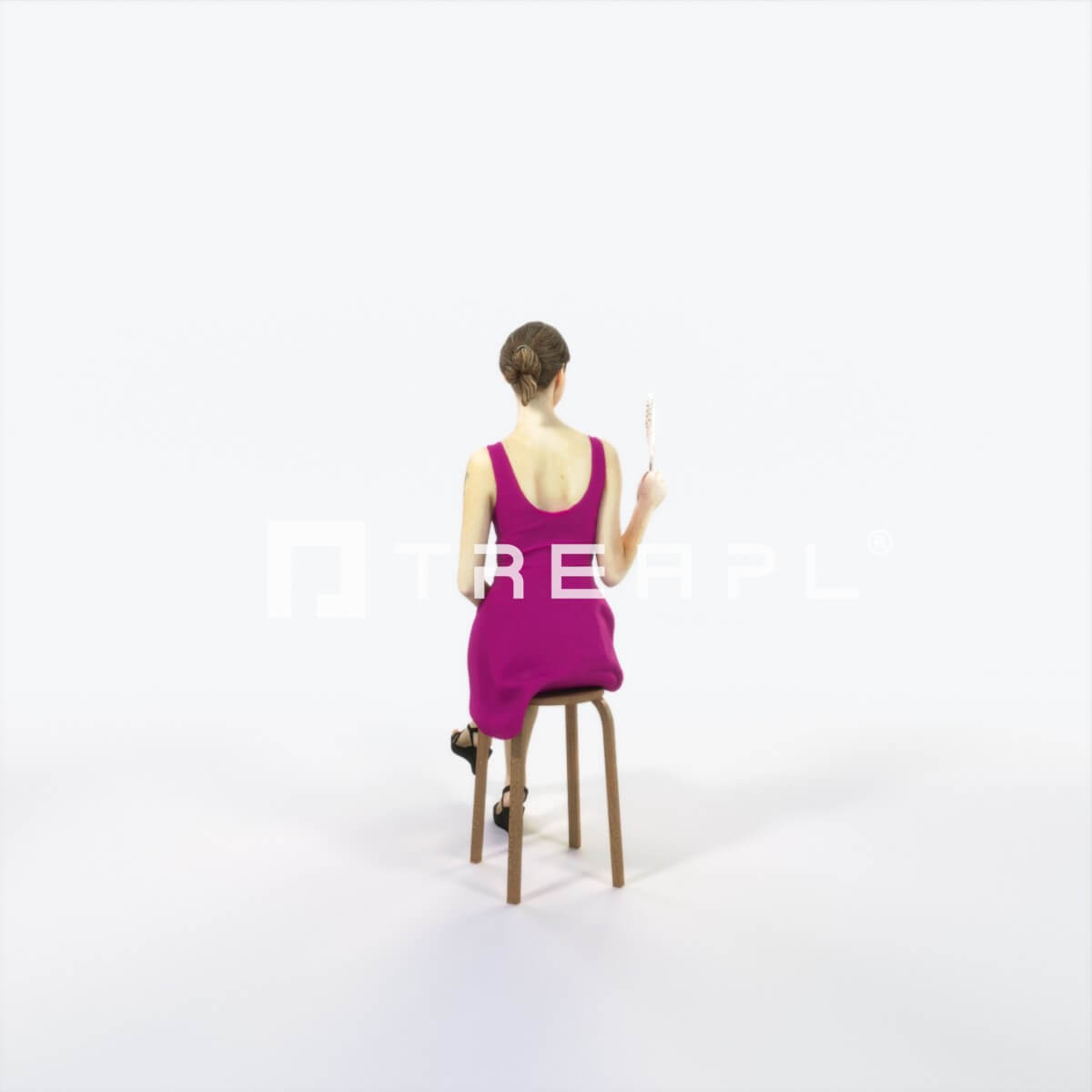 Aspiration 01F Fan Sitting Casual Woman - 3D Model by Treapl