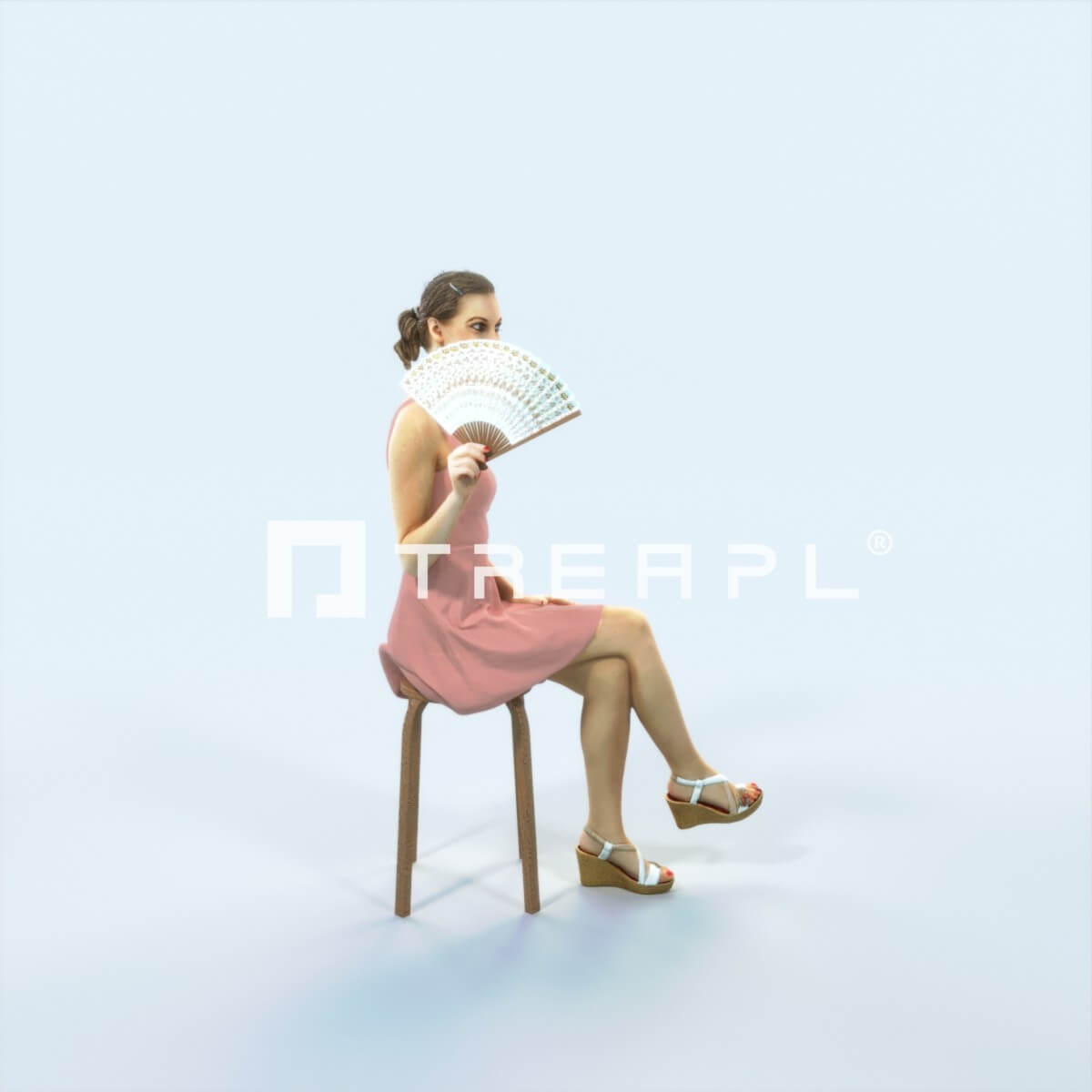 Aspiration 01H Fan Sitting Casual Woman (8k Textures) - 3D Model by Treapl