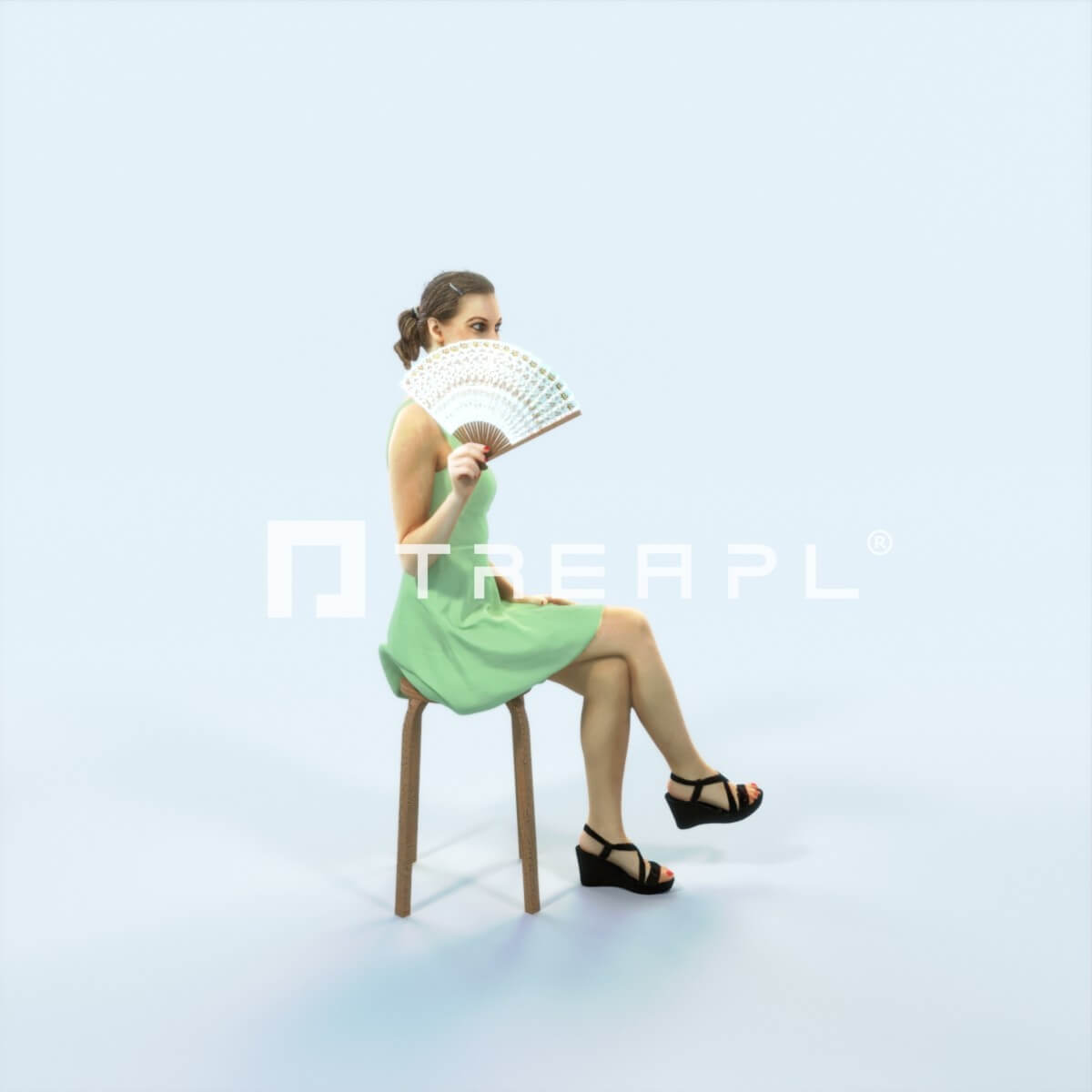 Aspiration 01I Fan Sitting Casual Woman (8k Textures) - 3D Model by Treapl