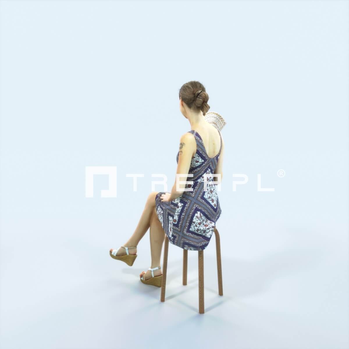 Aspiration 01L Fan Sitting Casual Woman (8k Textures) - 3D Model by Treapl