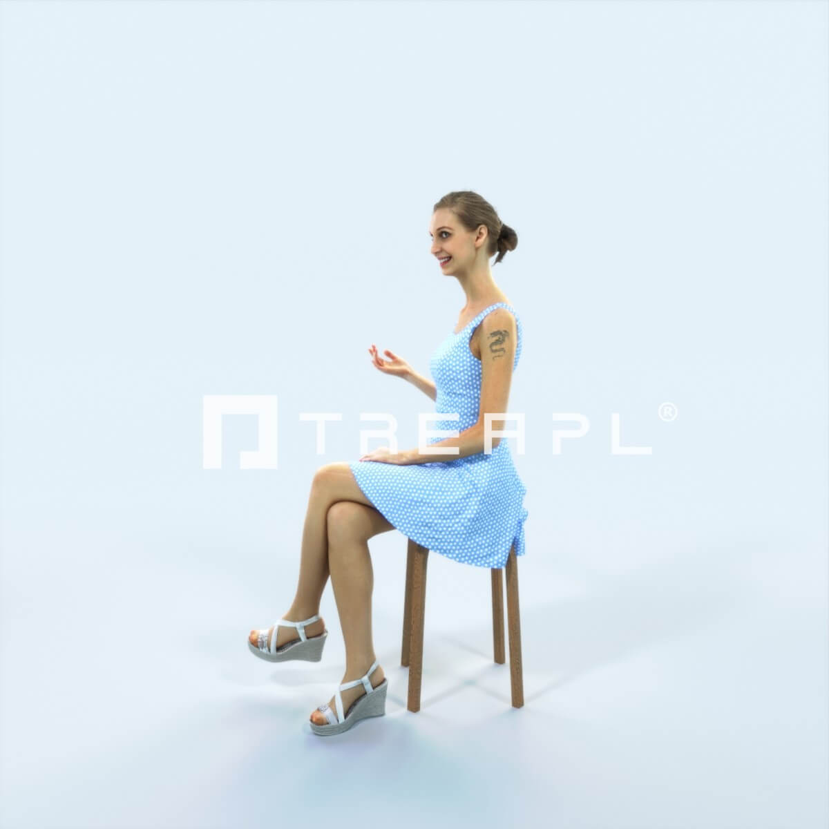 Aspiration 08B Explaining Sitting Casual Woman (8k Textures) - 3D Model by Treapl