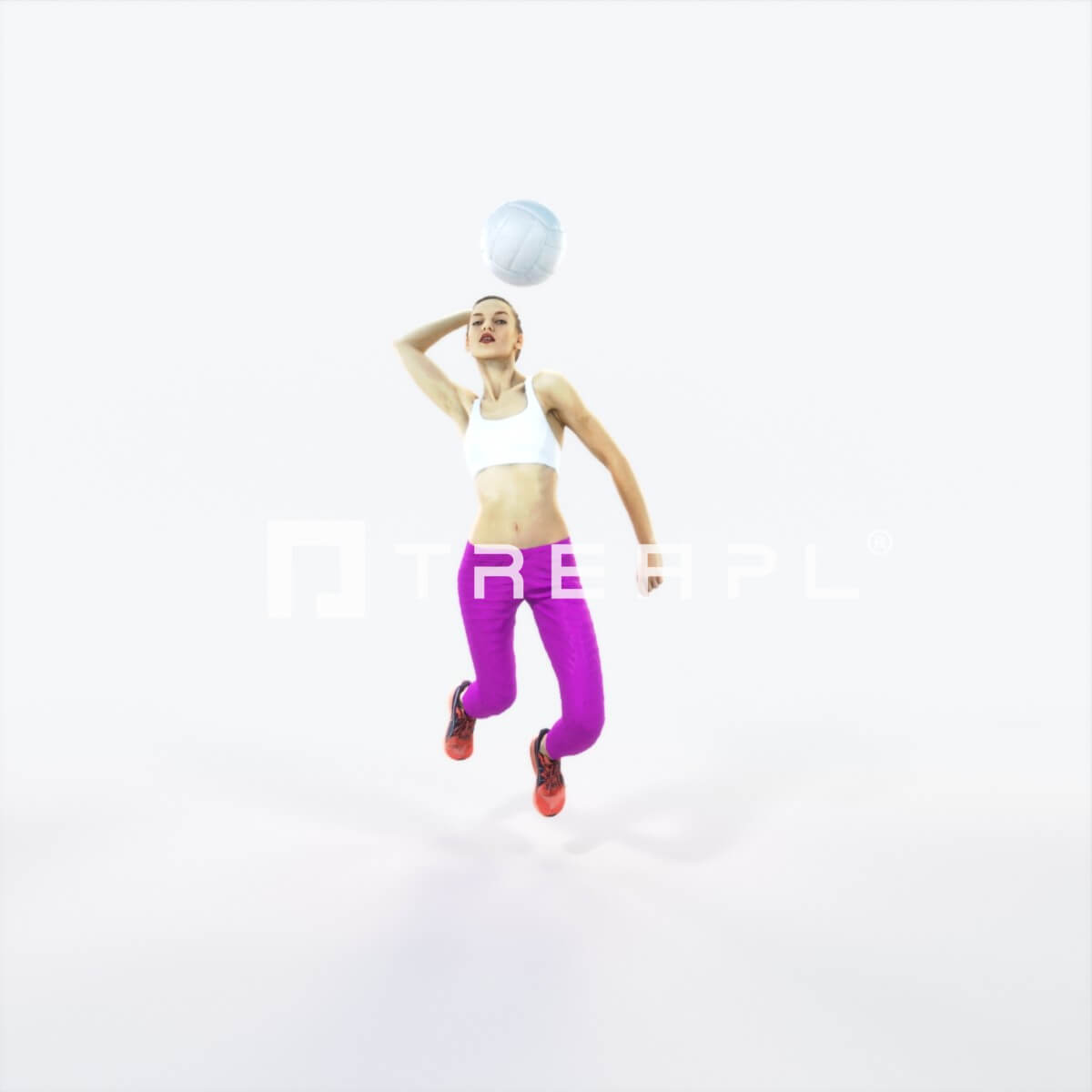 Beauty 17H Jumping Smashing Jumping Sports Woman - 3D Model by Treapl
