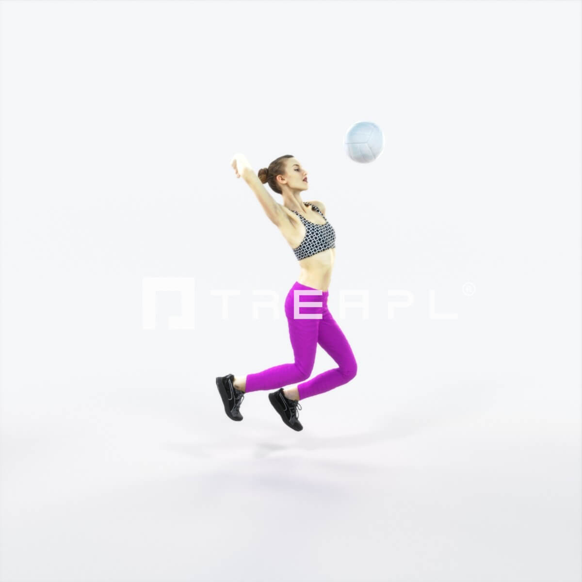 Beauty 17I Jumping Smashing Jumping Sports Woman - 3D Model by Treapl