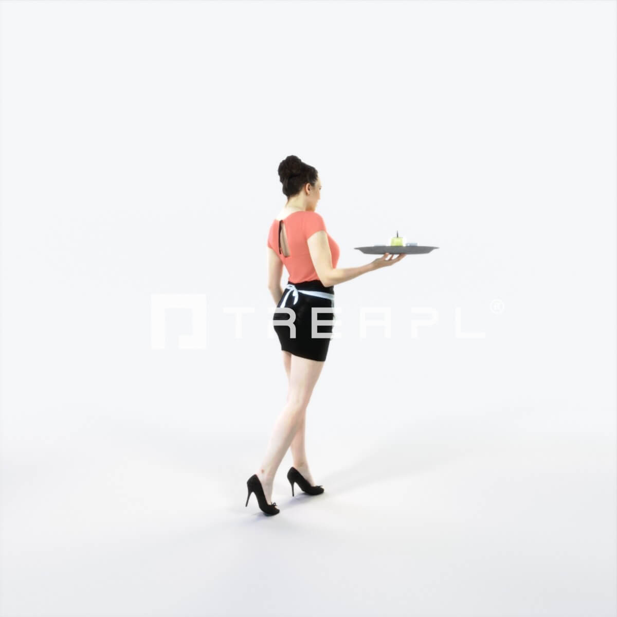 Dream 14E Waitress walking Working Woman - 3D Model by Treapl