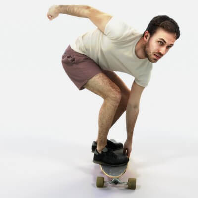 Flow 03F Riding a Skateboard Sports Man - 3D Model by Treapl