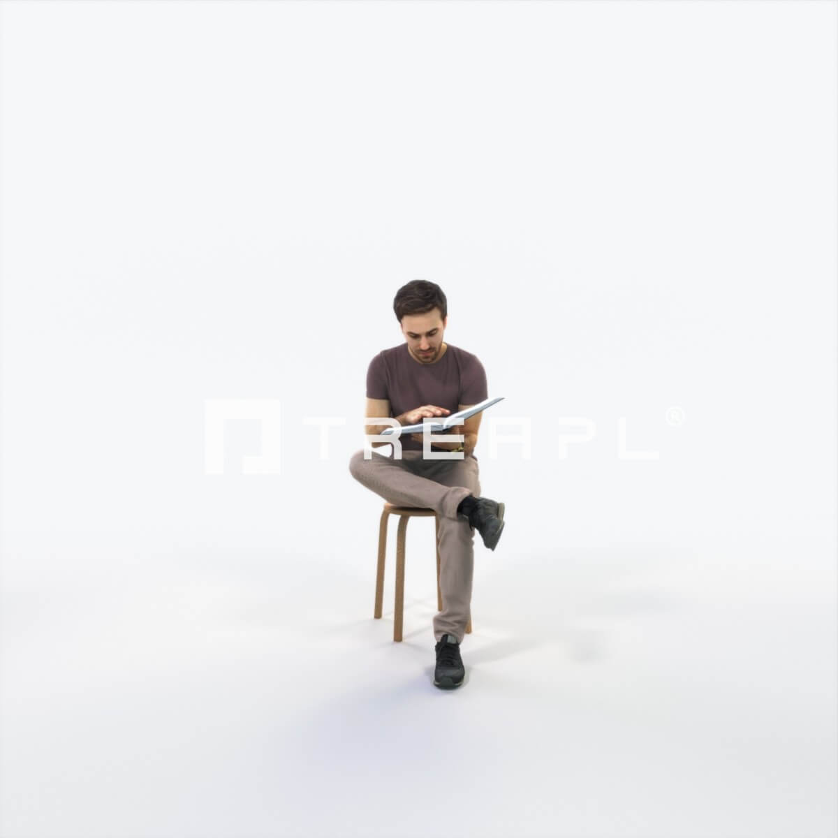 Flow 13A Reading a Book Sitting Casual Man - 3D Model by Treapl