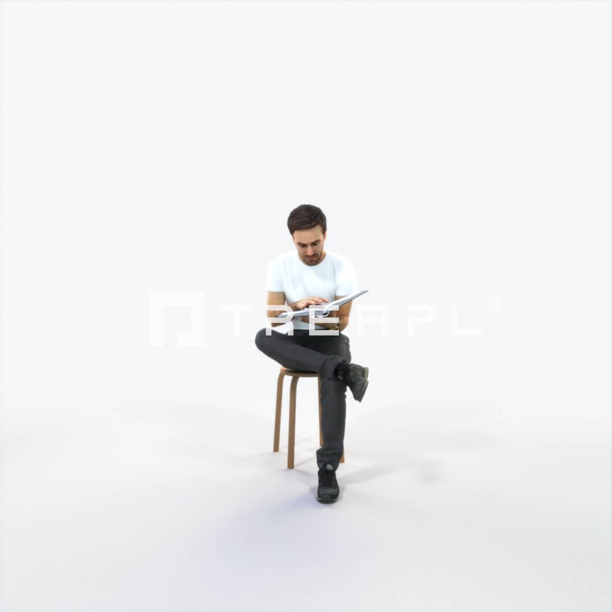Flow 13D Reading a Book Sitting Casual Man - 3D Model by Treapl