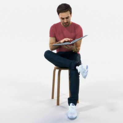 Flow 13L Reading a Book Sitting Casual Man - 3D Model by Treapl