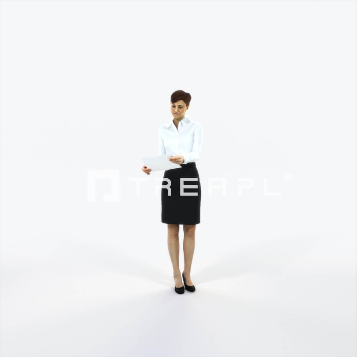 Luna 28A Documents Reading Business Woman - 3D Model by Treapl