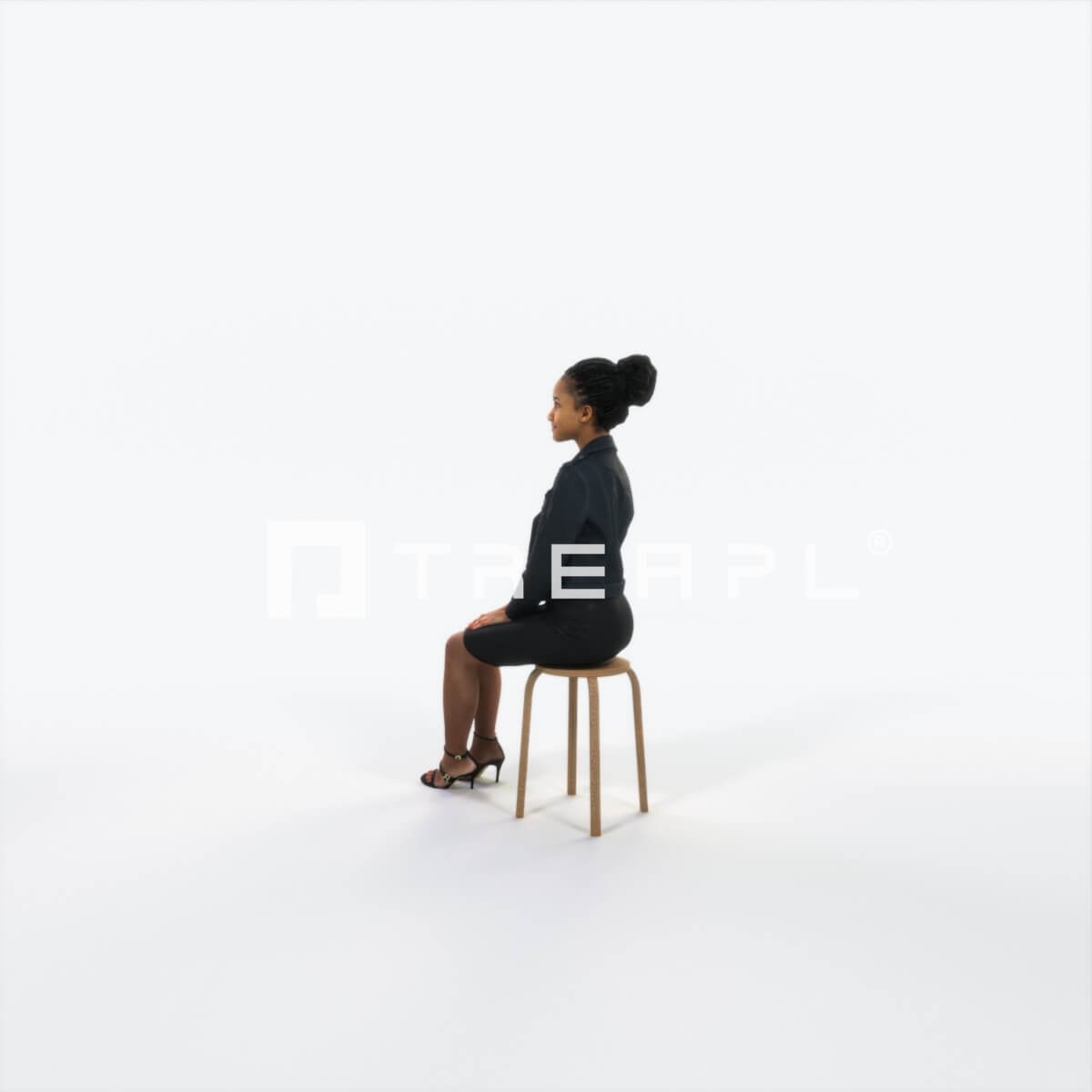 May 06B Observing Sitting Casual Woman - 3D Model by Treapl