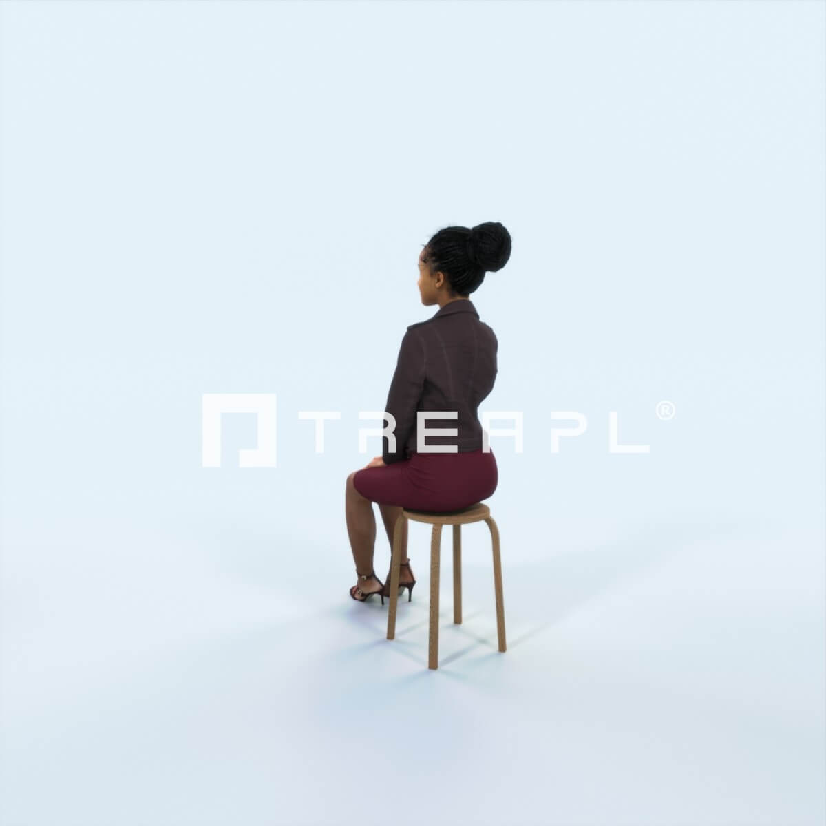 May 06F Observing Sitting Casual Woman (8k Textures) - 3D Model by Treapl