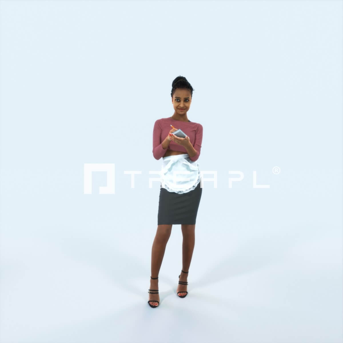 May 10H African American Waitress Working Woman (8k Textures) - 3D ...