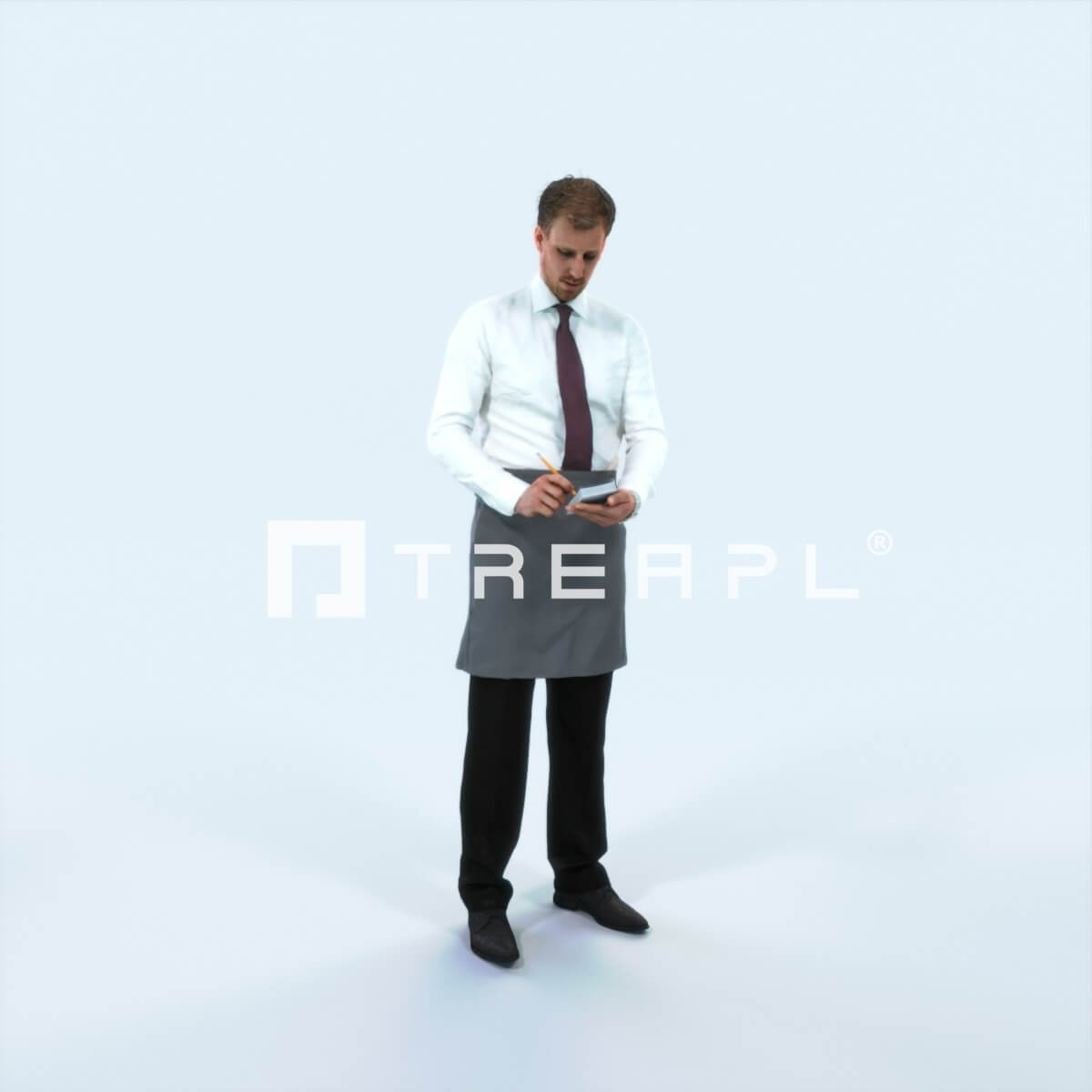 Mistery 25C Waiter Noting Working Man (8k Textures) - 3D Model by Treapl