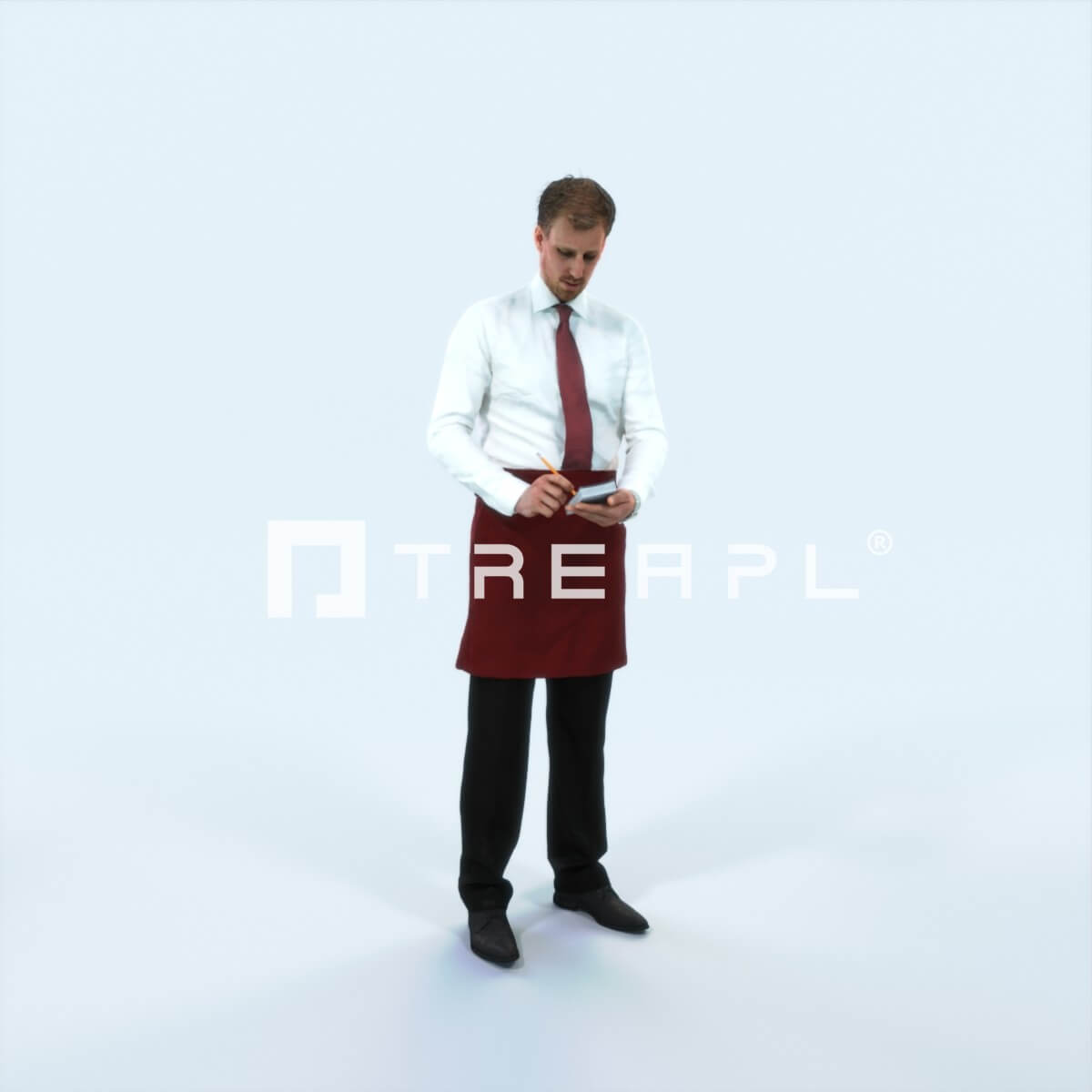 Mistery 25F Waiter Noting Working Man (8k Textures) - 3D Model by Treapl