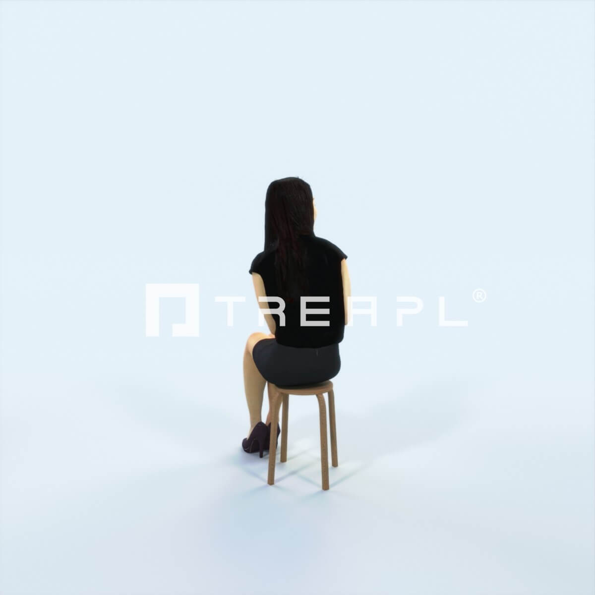 Passion 18B Observing Clapping East Asian Sitting Casual Woman (8k Textures) - 3D Model by Treapl