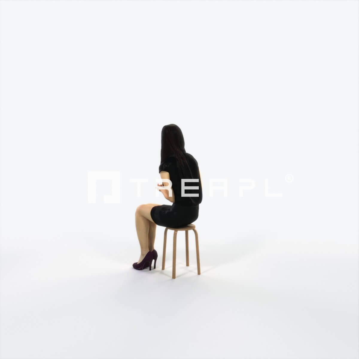 Passion 18B Observing Clapping East Asian Sitting Casual Woman - 3D Model by Treapl