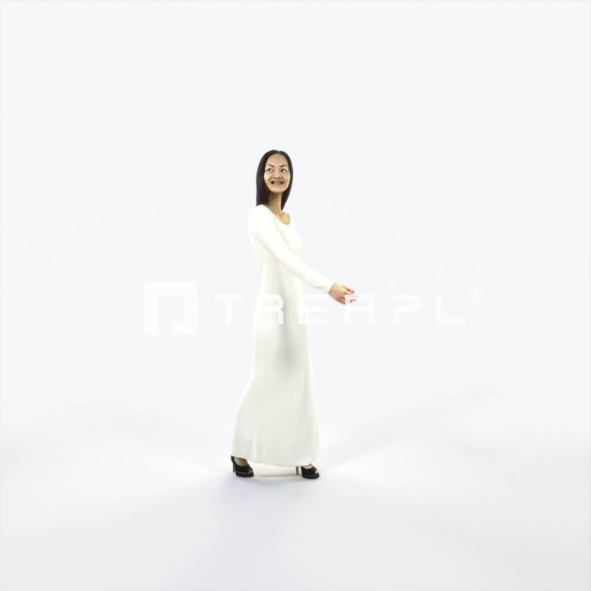 Passion 26C East Asian walking Event Elegant Woman - 3D Model by Treapl
