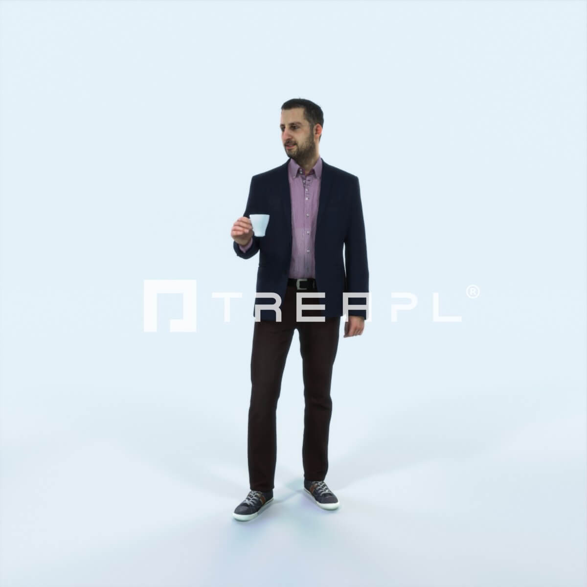 Portrait 03E Drinking Coffee Casual Man (8k Textures) - 3D Model by Treapl