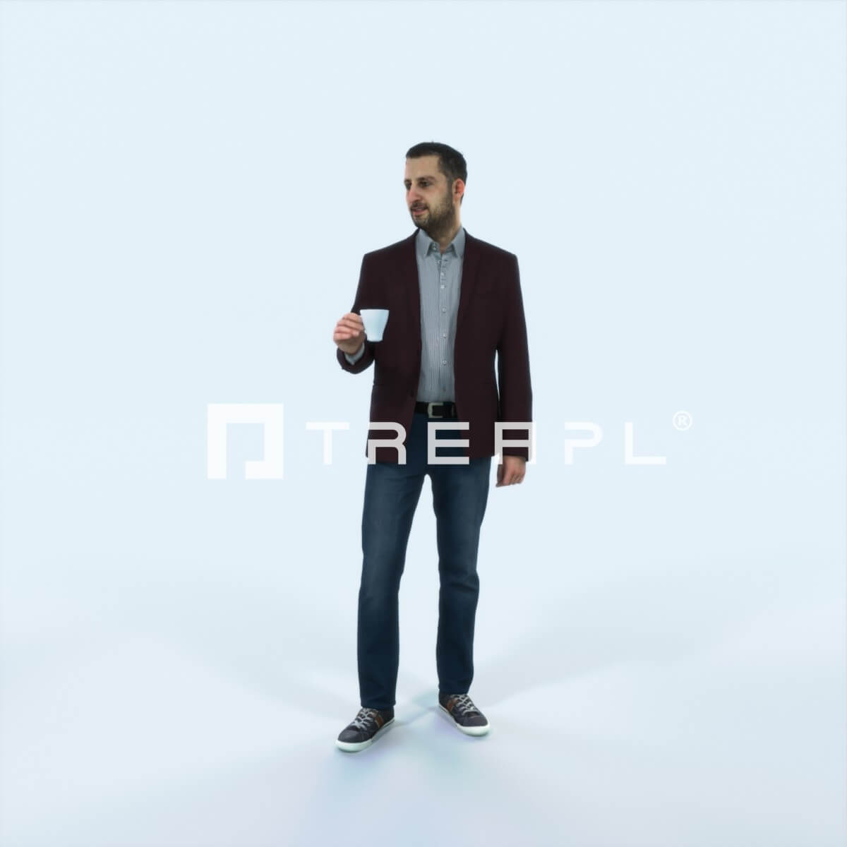 Portrait 03K Drinking Coffee Casual Man (8k Textures) - 3D Model by Treapl