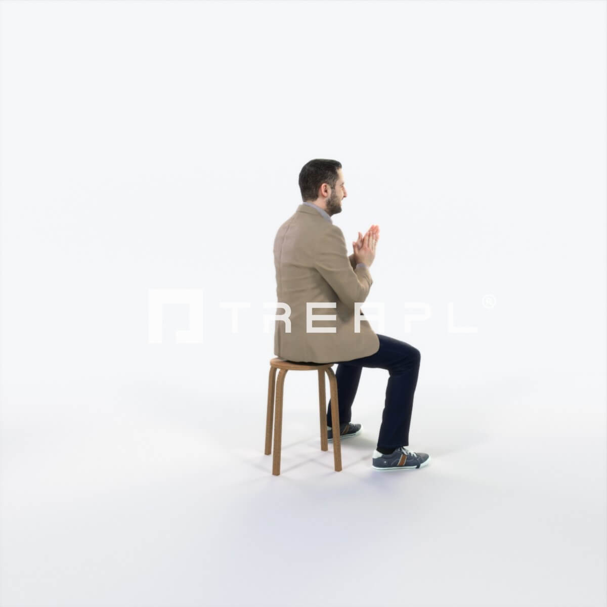 Portrait 08H Clapping Sitting Casual Man - 3D Model by Treapl