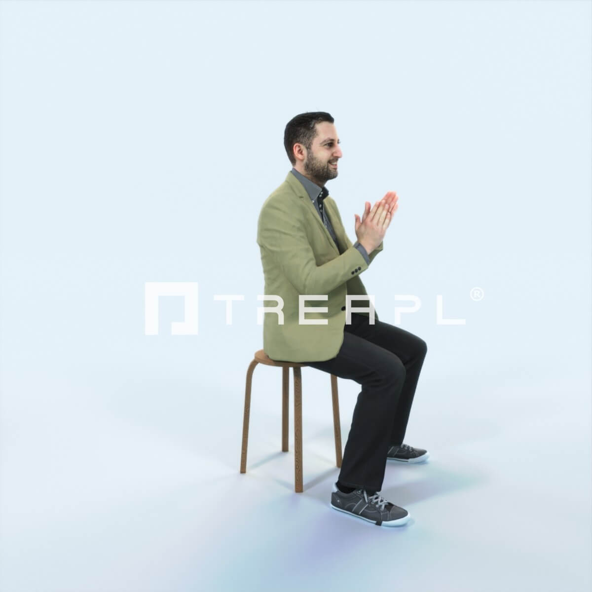 Portrait 08I Clapping Sitting Casual Man (8k Textures) - 3D Model by Treapl