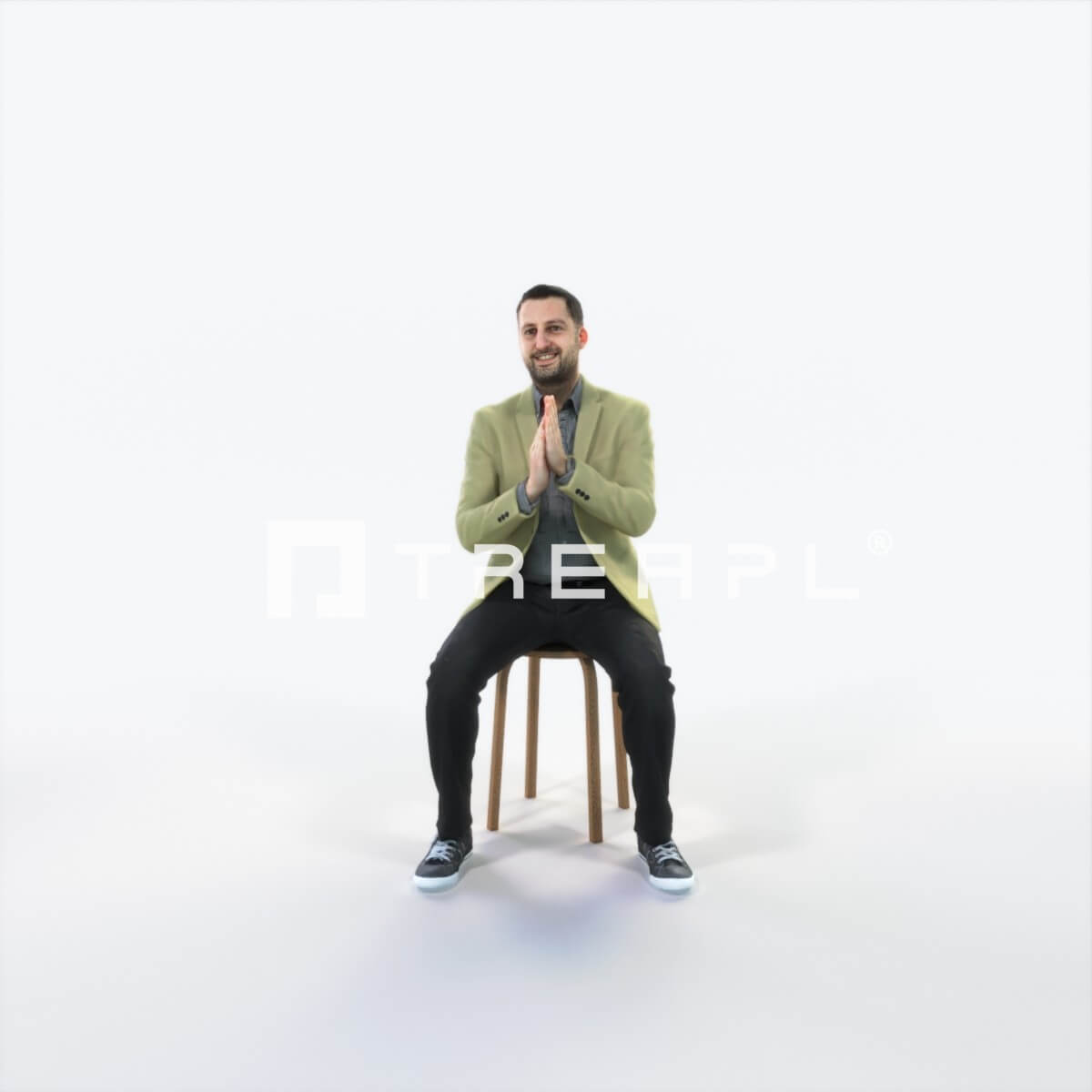 Portrait 08I Clapping Sitting Casual Man - 3D Model by Treapl