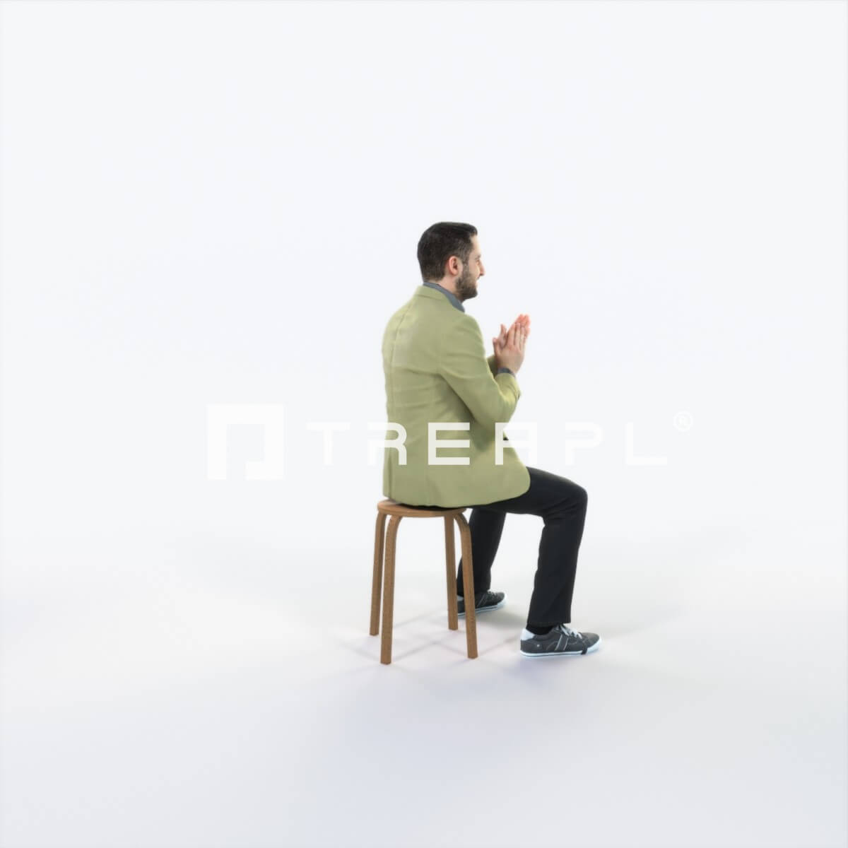 Portrait 08I Clapping Sitting Casual Man - 3D Model by Treapl