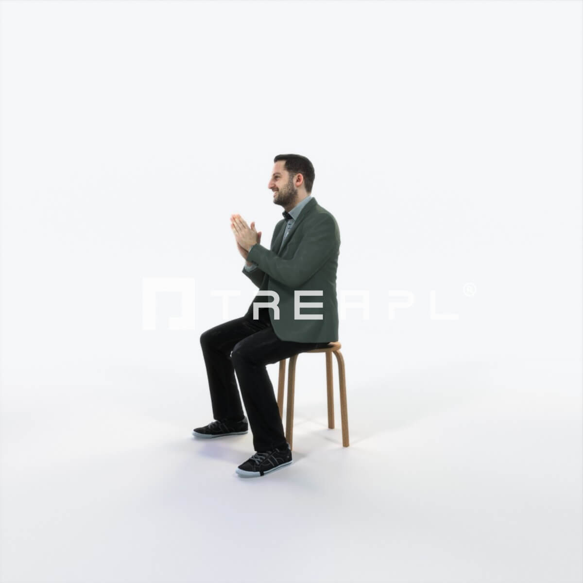 Portrait 08J Clapping Sitting Casual Man - 3D Model by Treapl