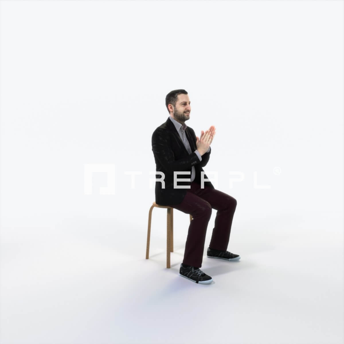Portrait 08K Clapping Sitting Casual Man - 3D Model by Treapl