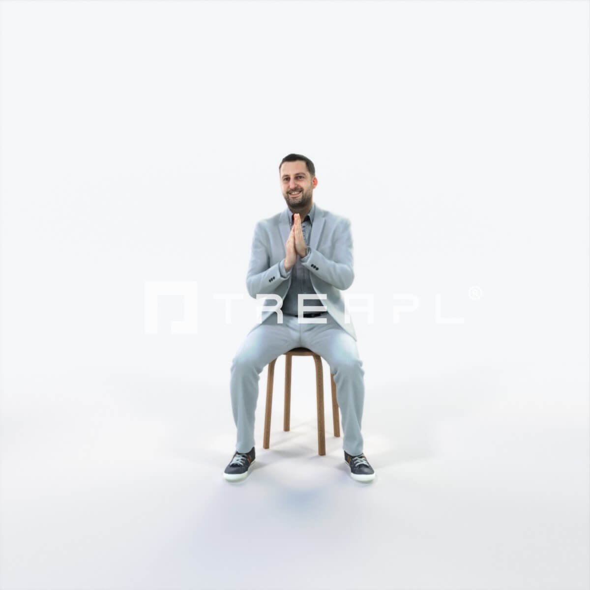 Portrait 08M Clapping Sitting Casual Man - 3D Model by Treapl