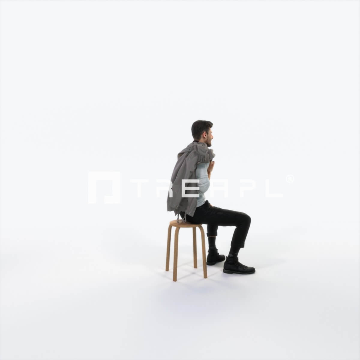 Posture 10D Listening listening Sitting Casual Man - 3D Model by Treapl