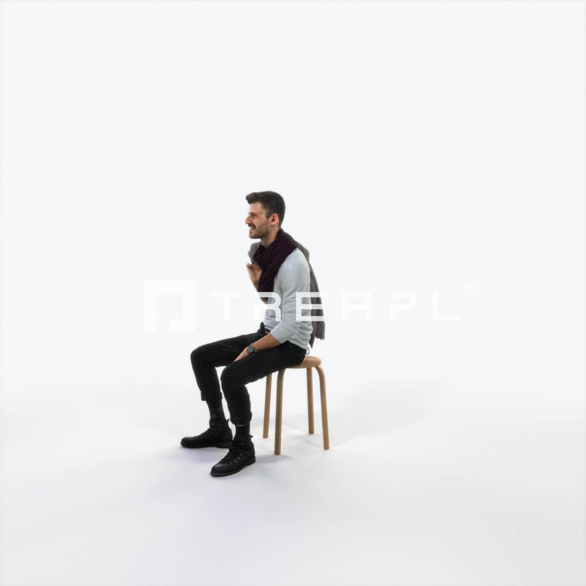 Posture 10D Listening listening Sitting Casual Man - 3D Model by Treapl