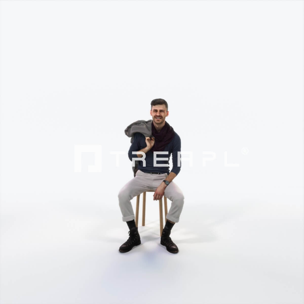 Posture 10E Listening listening Sitting Casual Man - 3D Model by Treapl