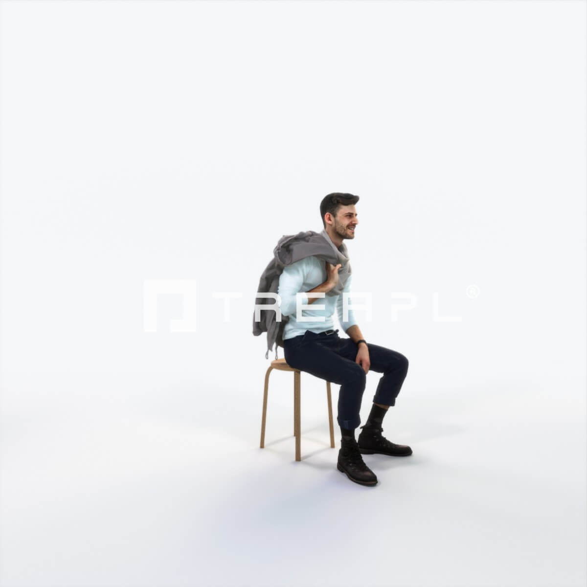 Posture 10I Listening listening Sitting Casual Man - 3D Model by Treapl