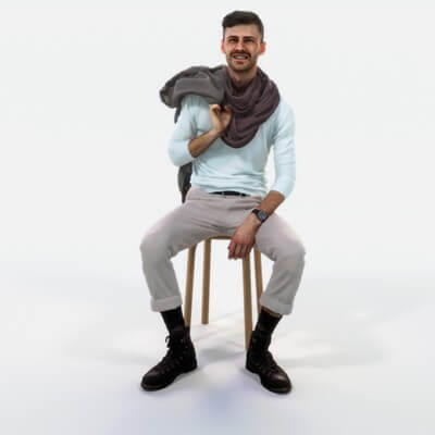 Posture 10M Listening listening Sitting Casual Man - 3D Model by Treapl